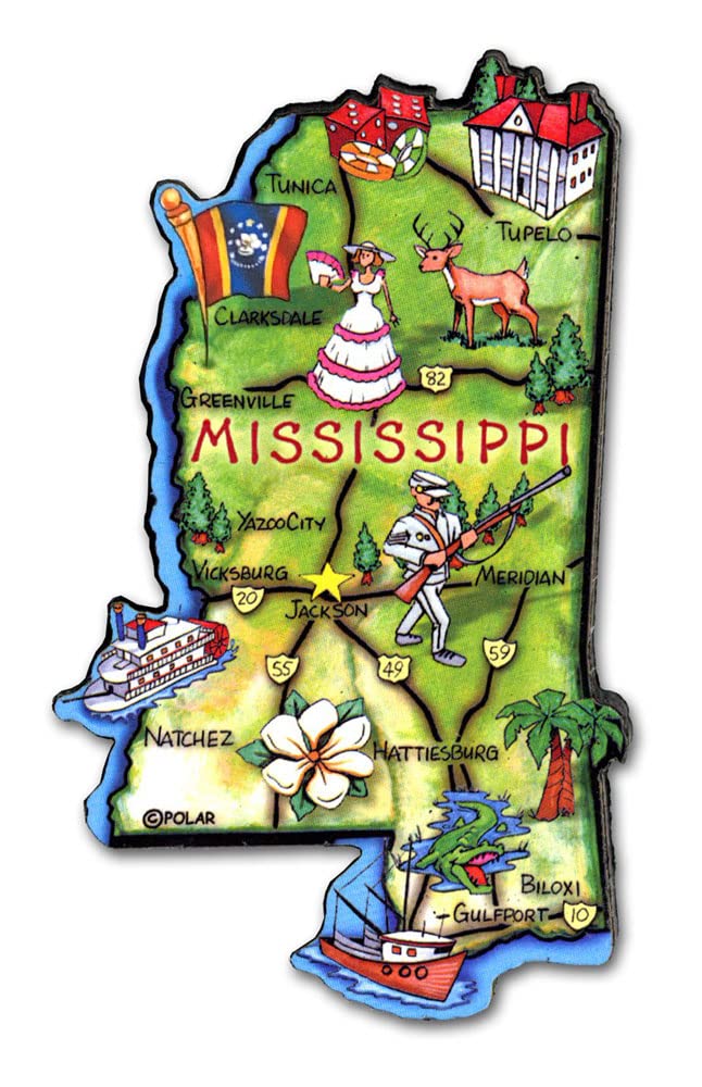 Mississippi Artwood State Magnet Collectible Souvenir by Classic Magnets