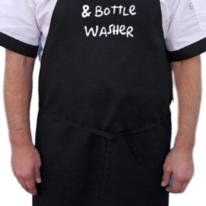 Chief Cook And Bottle Washer Funny Black Aprons, Novelty Cooking Aprons