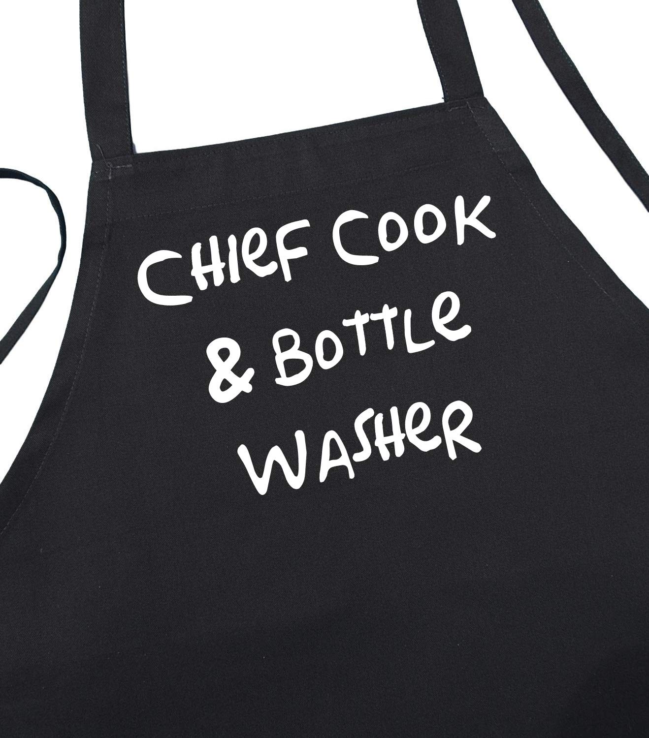 Chief Cook And Bottle Washer Funny Black Aprons, Novelty Cooking Aprons