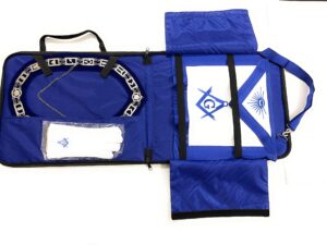 14stars masonic regalia past master mason blue lodge apron square chain collar and compass gloves with lightweight masonic regalia soft caseapron holder set, white and blue, one size