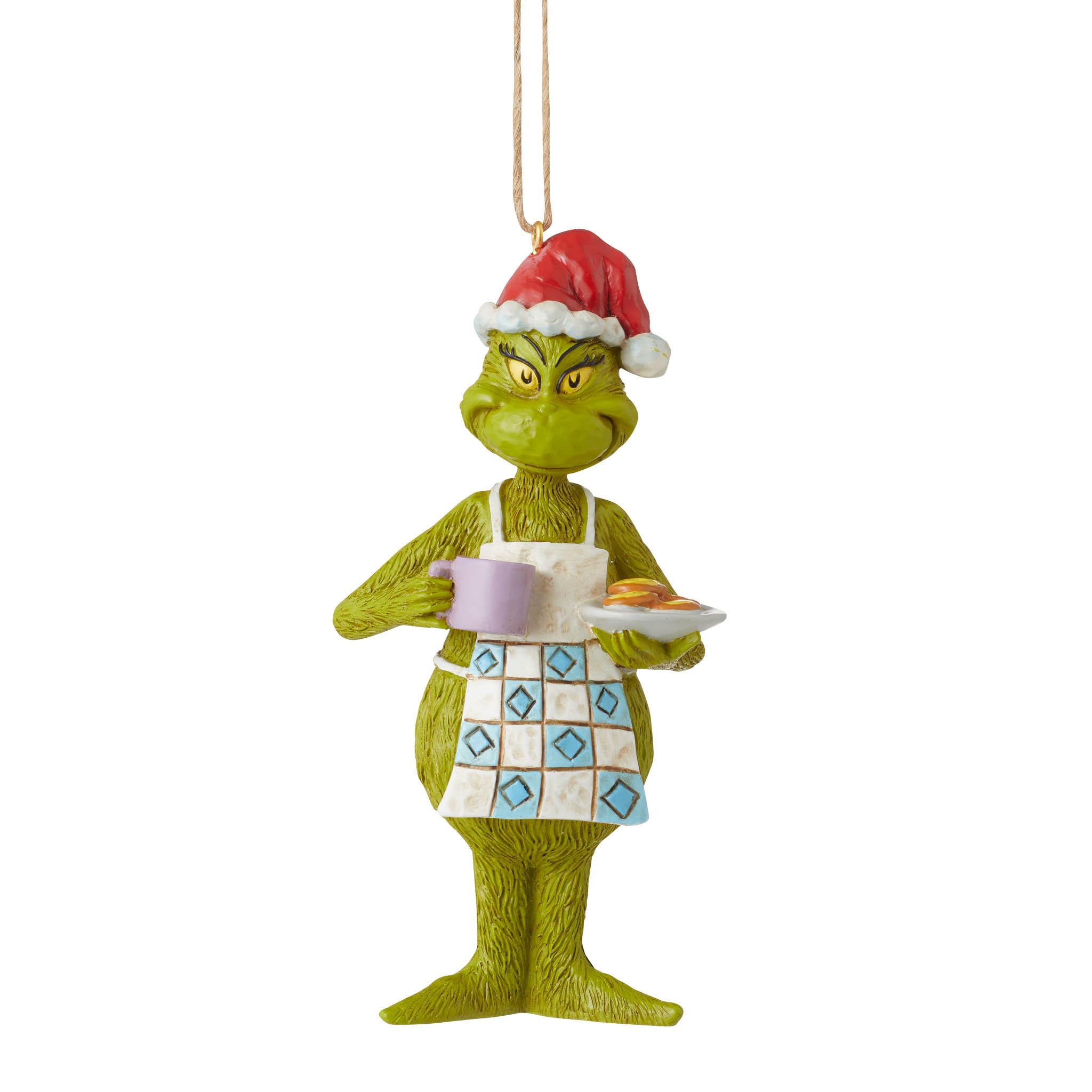 Enesco Jim Shore Dr. Seuss The Grinch in Apron with Cookies Hanging Ornament, 5.25 Inch, Multicolor