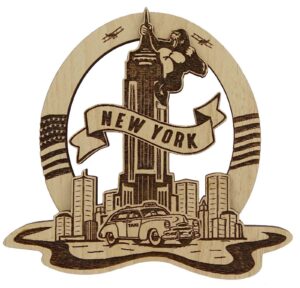 wood engraved new york king kong fridge magnet souvenir gift