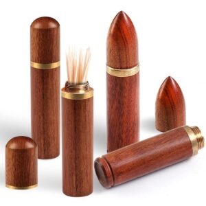 leftstarer 4 pack portable wooden toothpick holder for cinnamon toothpicks mini toothpick box pocket flavored toothpick holder dispenser bucket needle case