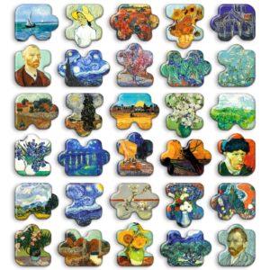 morcart fridge magnets, 30 pcs van gogh puzzle fridge magnet, kitchen school office locker magnets, fun fridge magnets, art deco magnets, gifts for adult friends art lovers