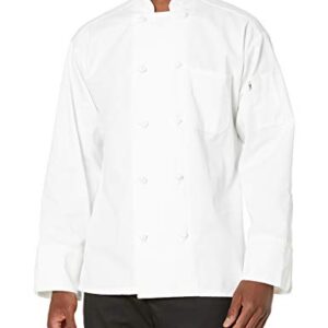 Uncommon Threads Unisex Classic Knot Button Chef Coat, White, Medium