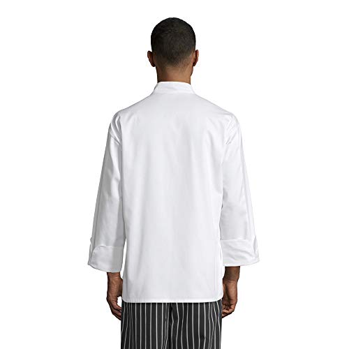 Uncommon Threads Unisex Classic Knot Button Chef Coat, White, Medium