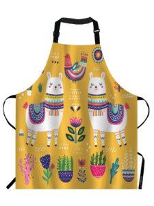 ekobla llama aprons cute cartoon alpaca graphic adjustable apron 27x31 inch