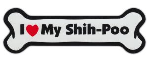 dog bone shaped car magnets: i love my shih-poo shihpoo