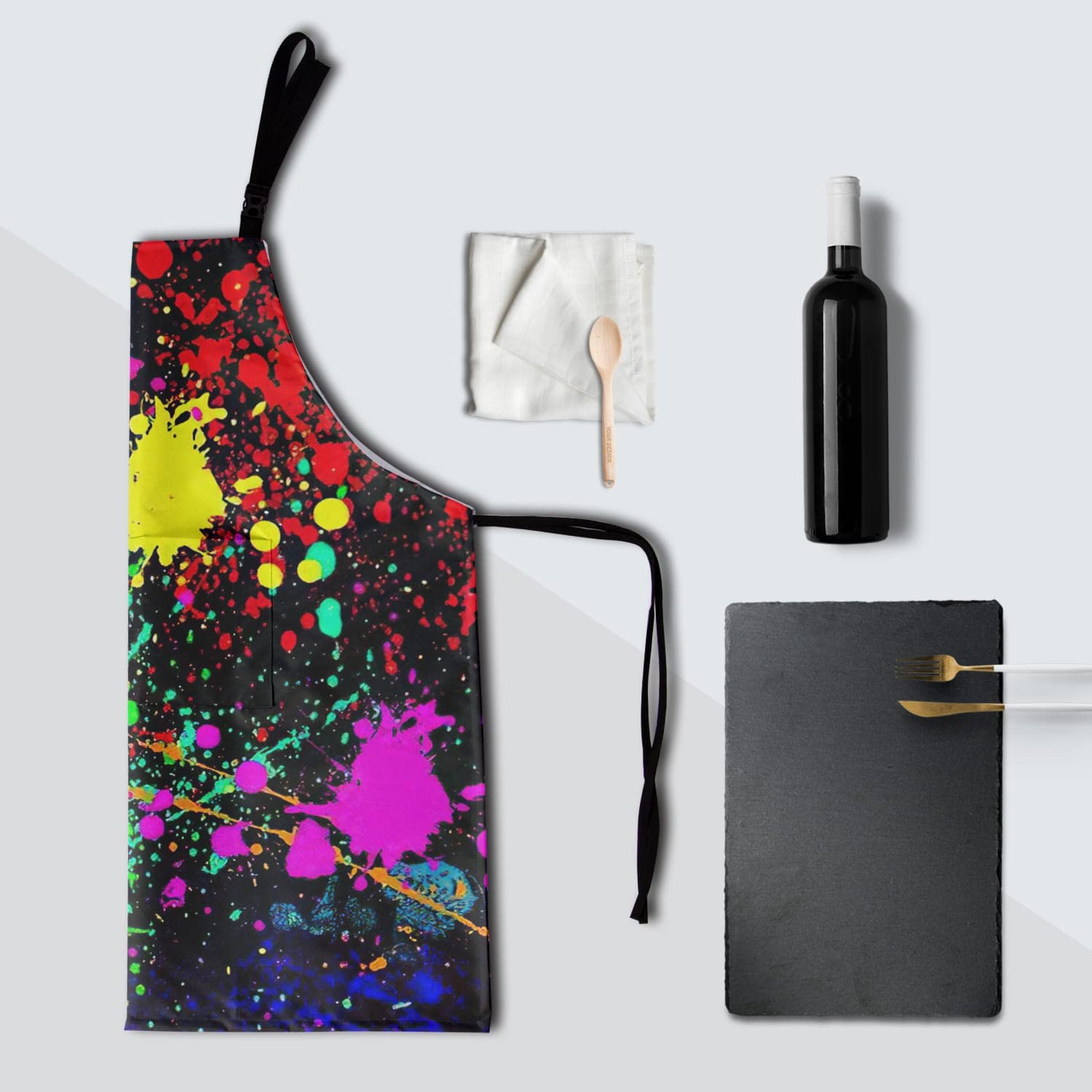 Kawani Artist Painting Art Aprons for Women Men Black Abstract Paint Splash Spatter Smocks With 2 Pockets Woman Waterproof Apron Barber Chef Cooking Grilling Kitchen Accessories Pinafore 28x33 In