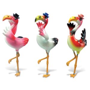 Puzzled Flamingo Refrigerator Bobble Magnet (Set of 3)