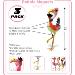 Puzzled Flamingo Refrigerator Bobble Magnet (Set of 3)