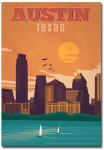 austin texas travel vintage art refrigerator magnet size 2.5" x 3.5"