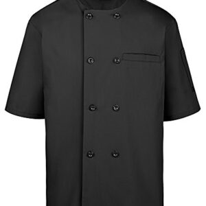 ChefUniforms.com Men's Lightweight Short Sleeve Chef Coat (Black, L)