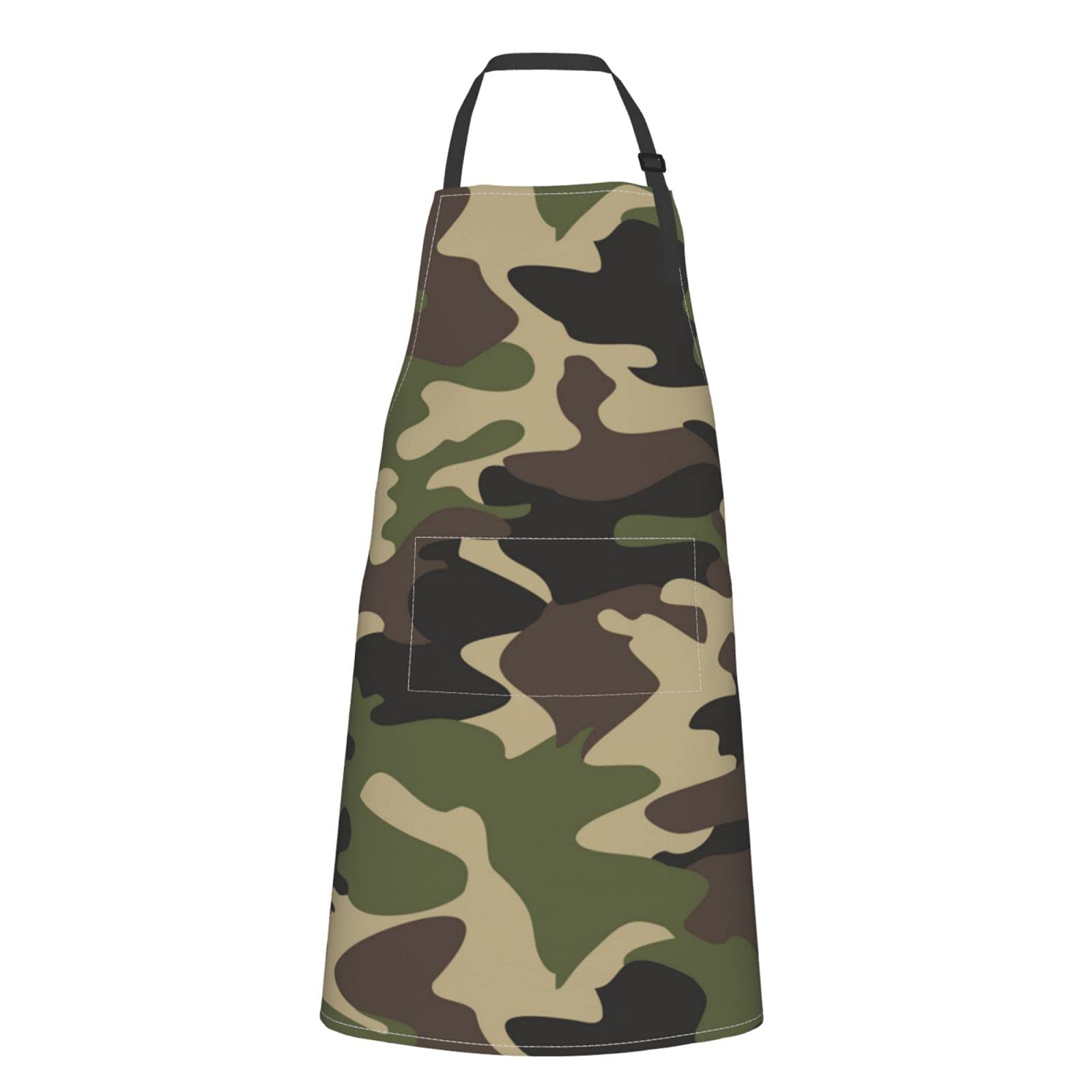 Perinsto Green Camo Waterproof Apron With 2 Pockets Amy Camouflage Kitchen Chef Aprons Bibs For Grooming Cooking Baking Painting Gardening