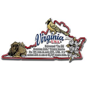 virginia information state magnet by classic magnets, 4.4" x 2.3", collectible souvenirs made in the usa