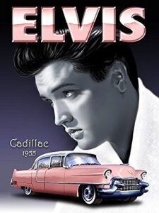 elvis pink cadillac steel fridge magnet (og)