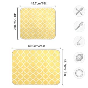 SUABO Yellow Geometric Lattice Dish Drying Mat for Kitchen, 18x24 Inch Microfiber Mat Absorbent Reversible