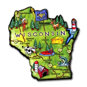 Wisconsin Artwood State Magnet Collectible Souvenir by Classic Magnets