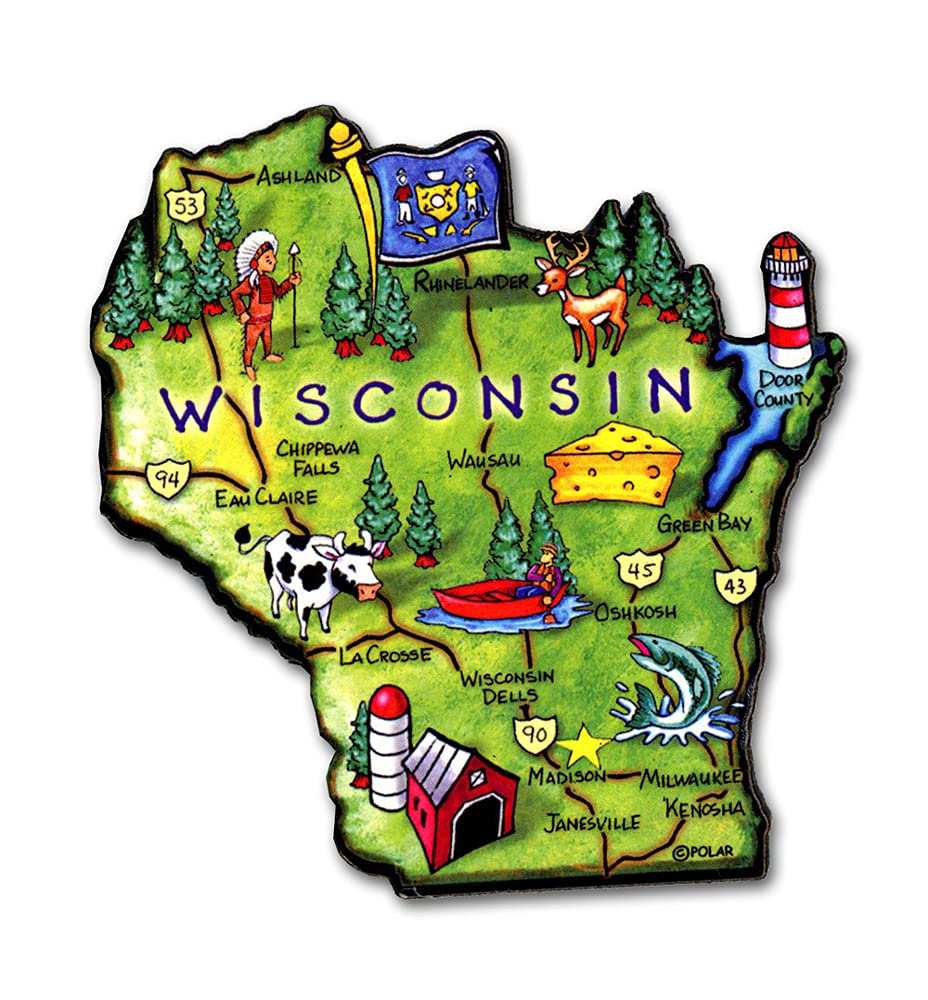 Wisconsin Artwood State Magnet Collectible Souvenir by Classic Magnets