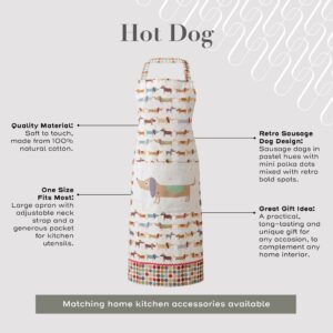 Ulster Weavers Hot Dog Cotton Apron - With Fun, Restro Sausage Dog Hand Drawn Design - For Kitchen and Barbecue - Cooking Gifts for Bakers & Chefs - Homeware & Kitchenware Range