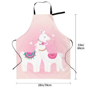 XBAKETOP Alpaca Apron With Pockets For Women Waterproof apron for Kitchen Cooking BBQ Cute Apron Love You llama Adjustable Unisex Outdoor Pink Apron 28x33 Inches…