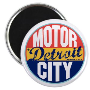 cafepress detroit vintage label magnet 2.25" round magnet, refrigerator magnet