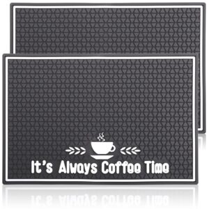 hacaroa 2 pack pvc bar mat 18" x 12", non-slip coffee mat accessories bar service spill mat, rectangular dish drying mat for kitchen counter, coffee station, restaurant, gray