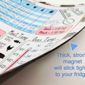 Cow Print Kitchen Conversion Chart Magnet - Imperial & Metric to Standard Conversion Chart Magnet - Cooking Measurements for Food - Measuring Weight, Liquid, Temperature - Recipe Baking Cookbook