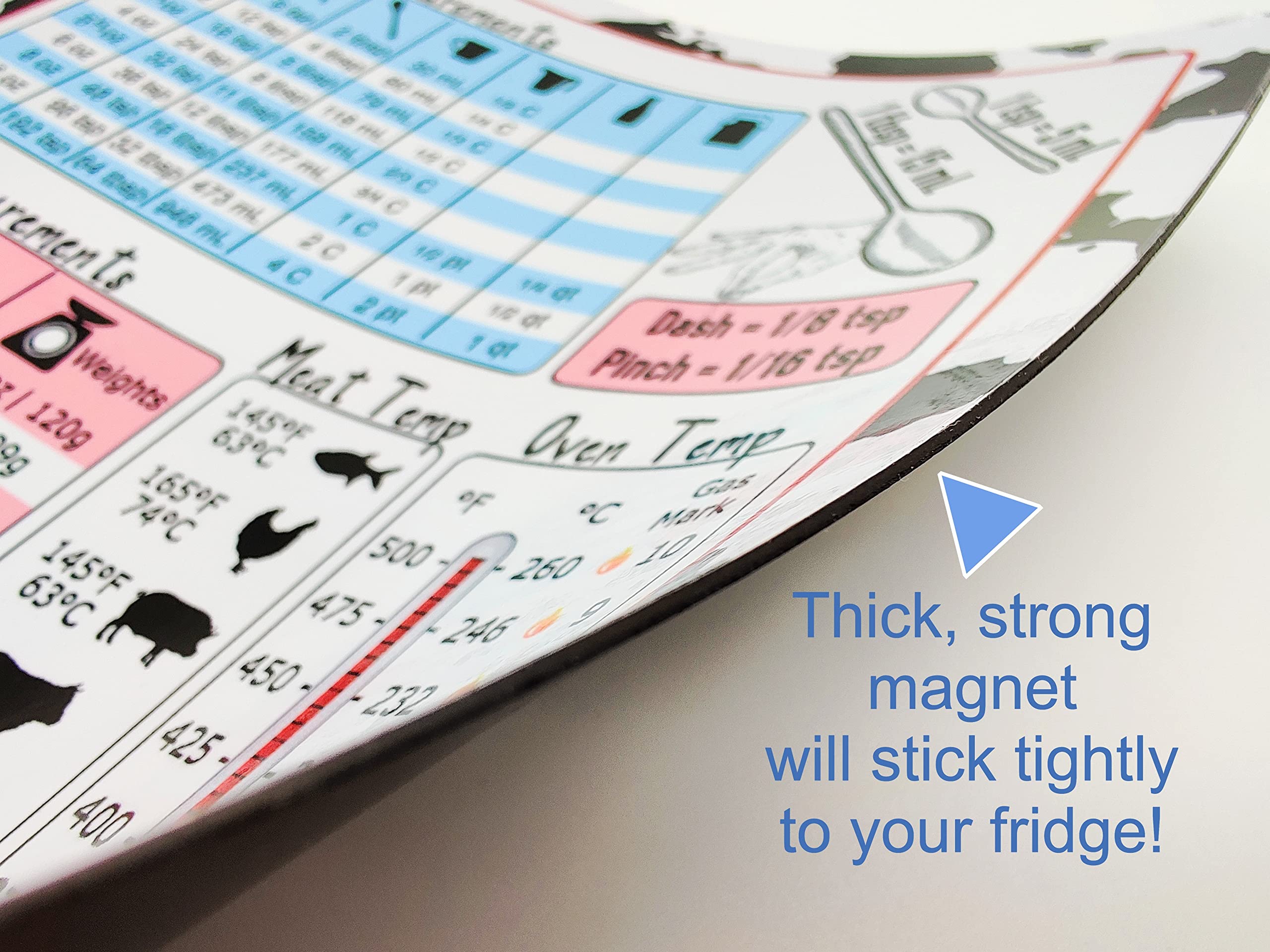 Cow Print Kitchen Conversion Chart Magnet - Imperial & Metric to Standard Conversion Chart Magnet - Cooking Measurements for Food - Measuring Weight, Liquid, Temperature - Recipe Baking Cookbook