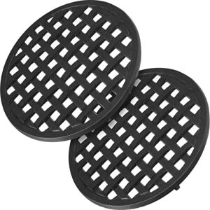 2 pcs cast iron vintage round trivet 8 inch diameter heat resistant table mat for oven steamer kettle hot pot dishes plate pan accessories, black