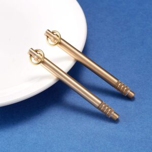 2 Pieces Portable Titanium Toothpicks Pocket Toothpick Metal Toothpick Holder for Outdoor Picnic Camping Supply, Brass Color