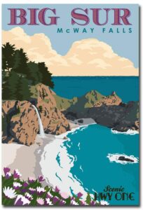 big sur mcway falls travel art refrigerator magnet size 2.5" x 3.5"