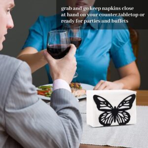 Napkin Holder, Butterfly Upright Napkins Holders for Tables, Black Cast Iron Vertical Tabletop Paper Napkin Holder Stand