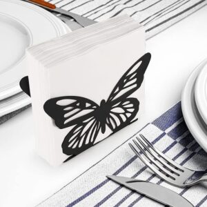 Napkin Holder, Butterfly Upright Napkins Holders for Tables, Black Cast Iron Vertical Tabletop Paper Napkin Holder Stand