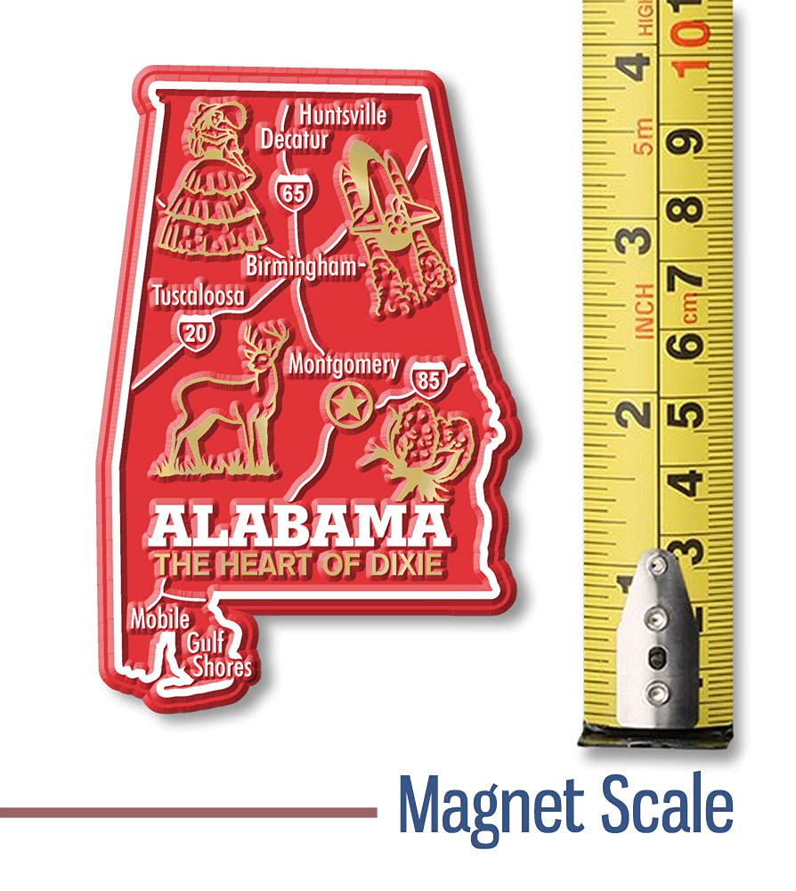 Alabama Giant State Magnet by Classic Magnets, 2.5" x 3.8", Collectible Souvenirs Made in The USA