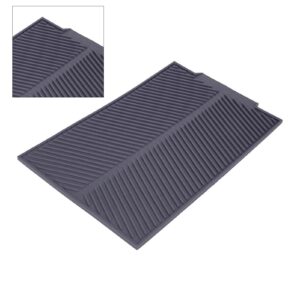 Silicone Drain Mat, Rectangle Multi Purpose Trivet Mat, Drying Dishes Pad Heat Resistant Slip Proof Tray Draining Board Mat for Dishes Kitchen Sink Counter Top Fridge Drawer Liner (Grey)