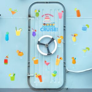 AsodSway 21Pcs Summer Drink Cruise Door Decorations My Birthday Tropical Magnetic Creative Cruise Magnets Door Carnival Ship Car Refrigerator Laptop Accessories Hawaiian Lemon Cocktail Birthday Decor