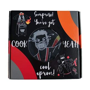 Cute Black Kitchen Bib Apron For Women and Men - With 2 Pockets and Graphic - For Chefs and Home Cooking - Adjustable Strap - Water Resistant - Multi-sized - Gift Box (Cooking Ninja (Men)