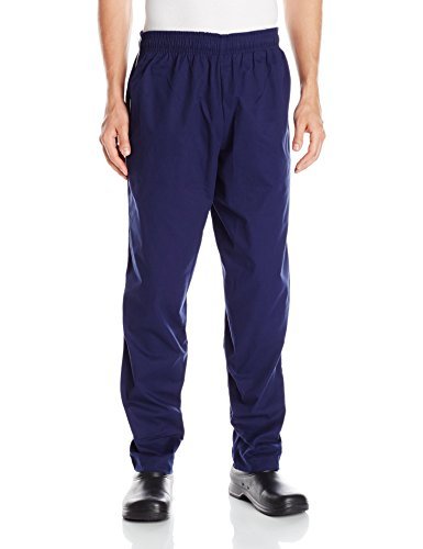 Chef Code Men's Traditional Baggy Chef Pant with Athletic Piping, Navy, Medium