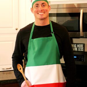 Italy Flag 3 Pocket Italian Apron - Italian Themed Cool and Cute Bib Aprons for Men and Women Multi-color