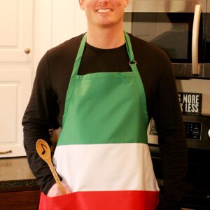 Italy Flag 3 Pocket Italian Apron - Italian Themed Cool and Cute Bib Aprons for Men and Women Multi-color