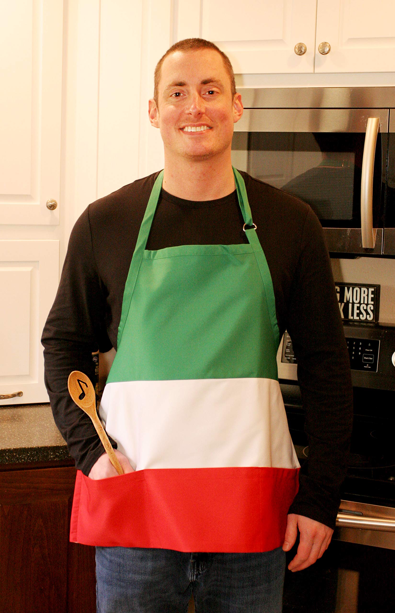 Italy Flag 3 Pocket Italian Apron - Italian Themed Cool and Cute Bib Aprons for Men and Women Multi-color