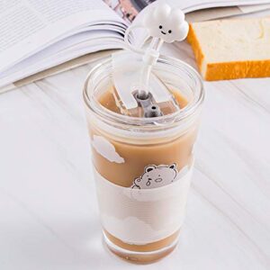 Cloud Straw Tips Covers, Food Grade Reusable Silicone Straw Tip,cute Straw Covers Plugs,Soft Straws Plugs for 6-8 mm,Anti-dust (White 4pcs)