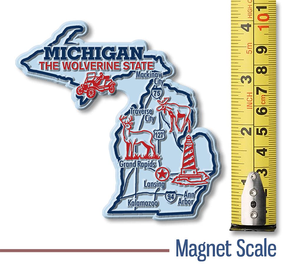 Michigan Giant State Magnet by Classic Magnets, 4.1" x 4", Collectible Souvenirs Made in The USA