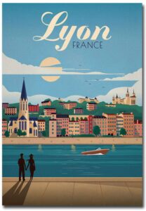 lyon france travel vintage art refrigerator magnet size 2.5" x 3.5"