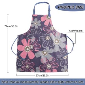 2PCS Floral Aprons for Women with Pockets, BOCTTCBO Adjustable Cute Cooking Aprons for Kitchen Baking Gardening Cleaning (floral)