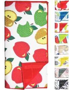 microfiber dish drying mat, 16" x 24" absorbent fine cushioned fabric (apples ~ red)