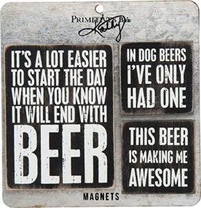 primitives by kathy wooden magnet set, 3-piece, beer