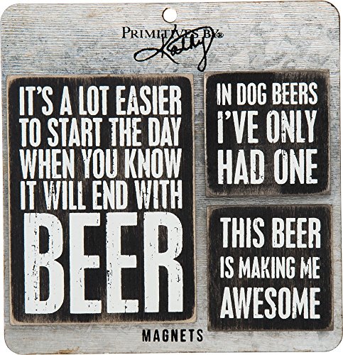 Primitives by Kathy Wooden Magnet Set, 3-Piece, Beer