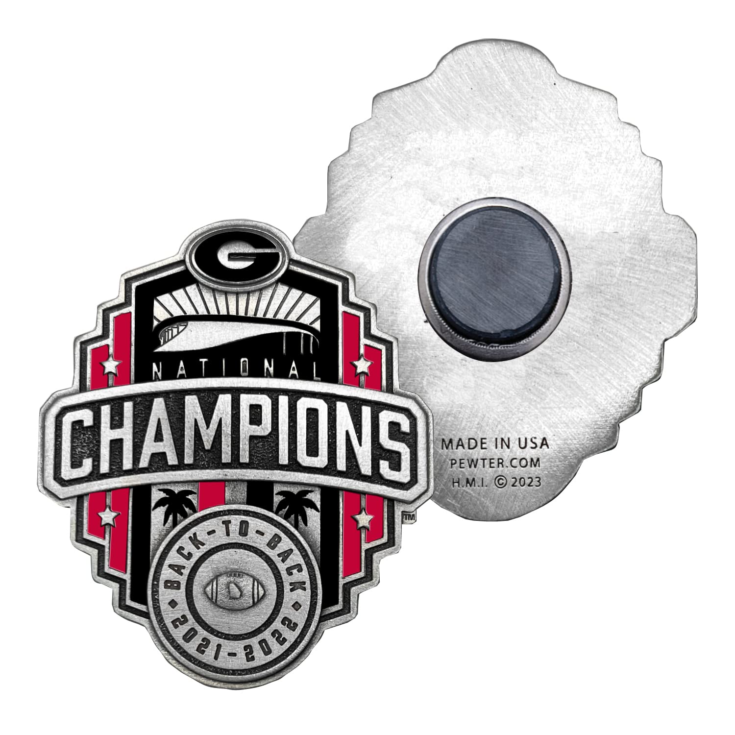 Heritage Pewter Georgia Bulldogs 2022 National Champions Magnet | Intricately Crafted Metal Pewter